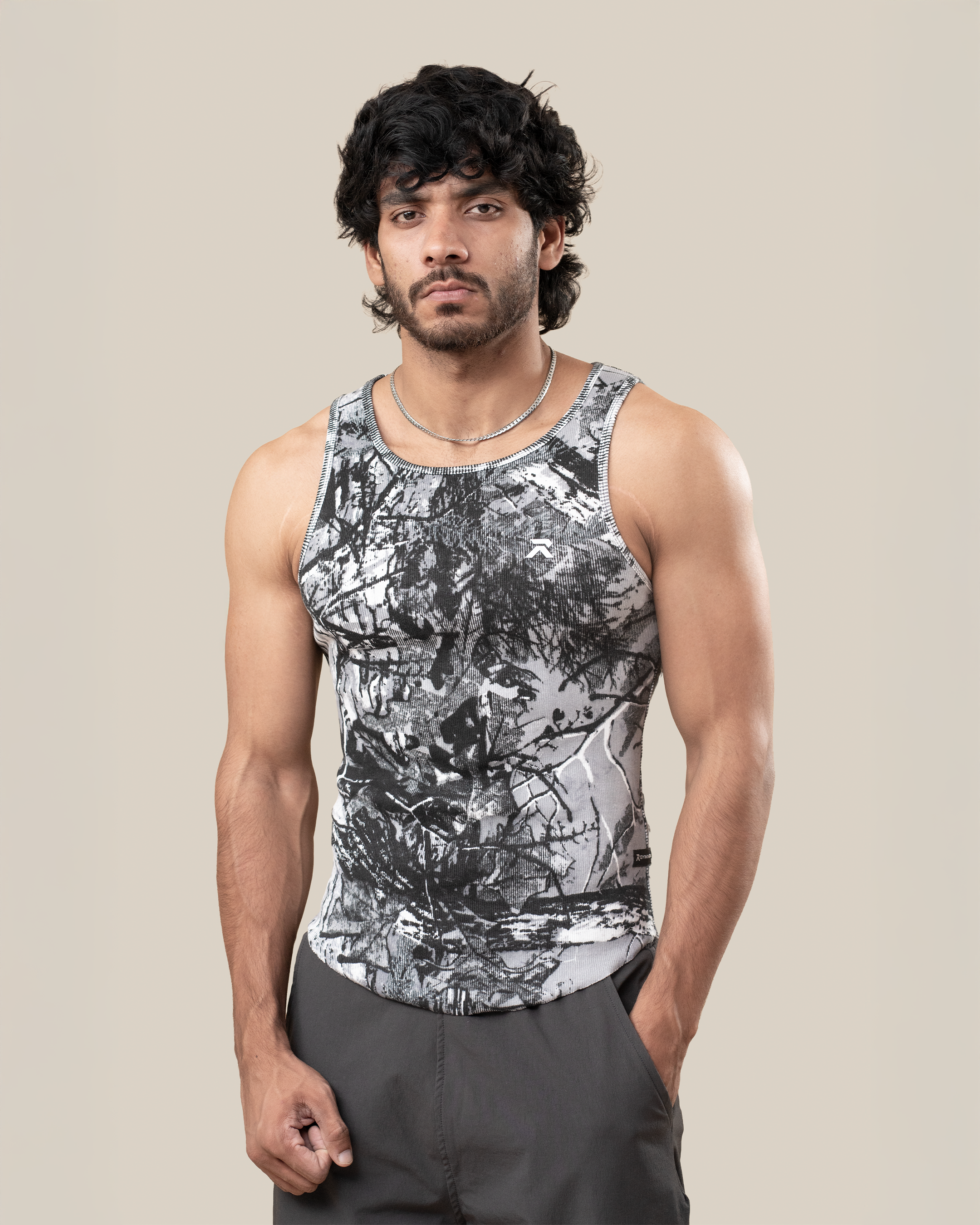 ASH VEIN RIBBED TANK – GYMAURA